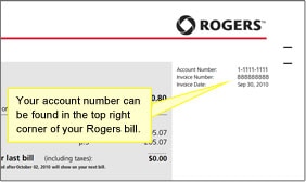 Top right corner of your Rogers bill