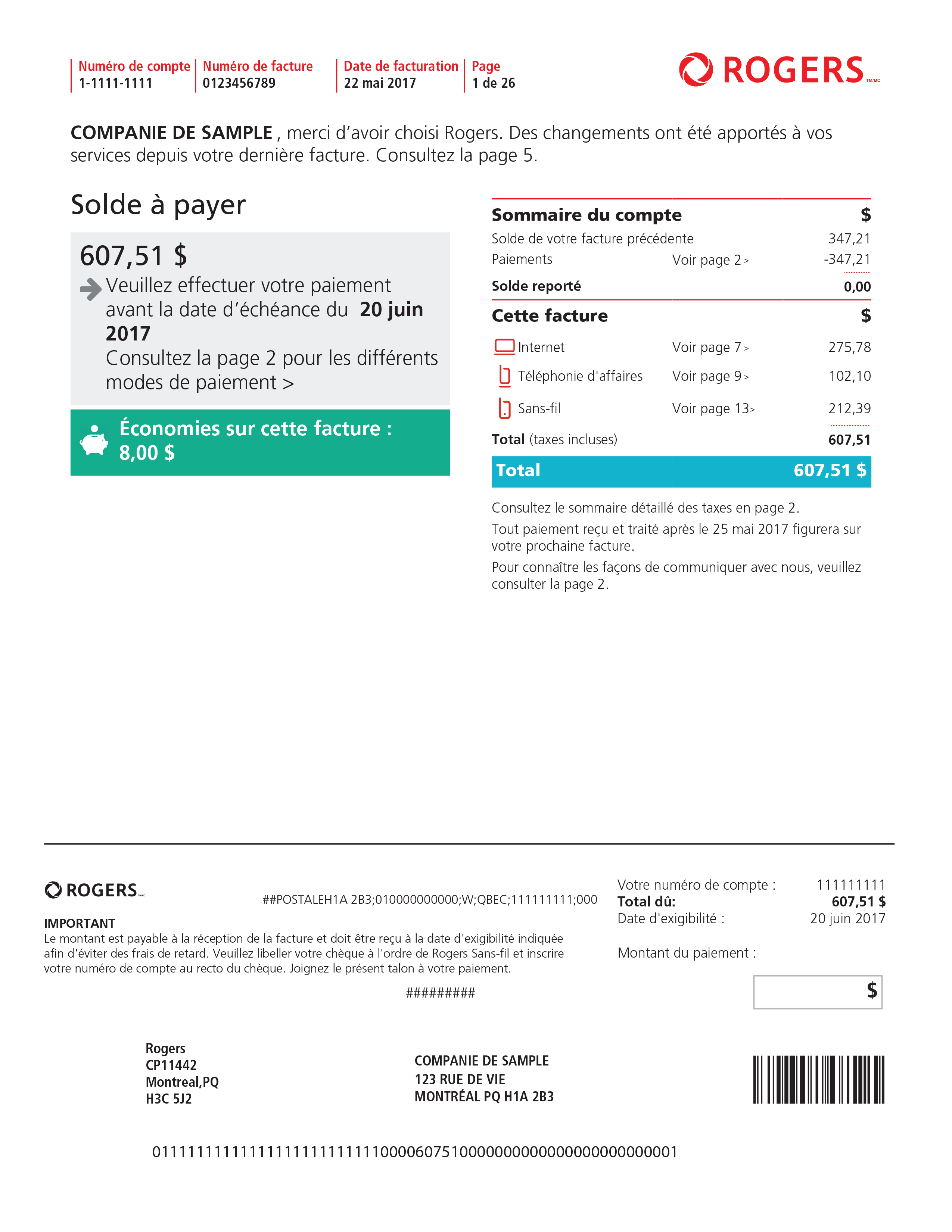 Améliorations de la facture papier | Rogers petites entreprises