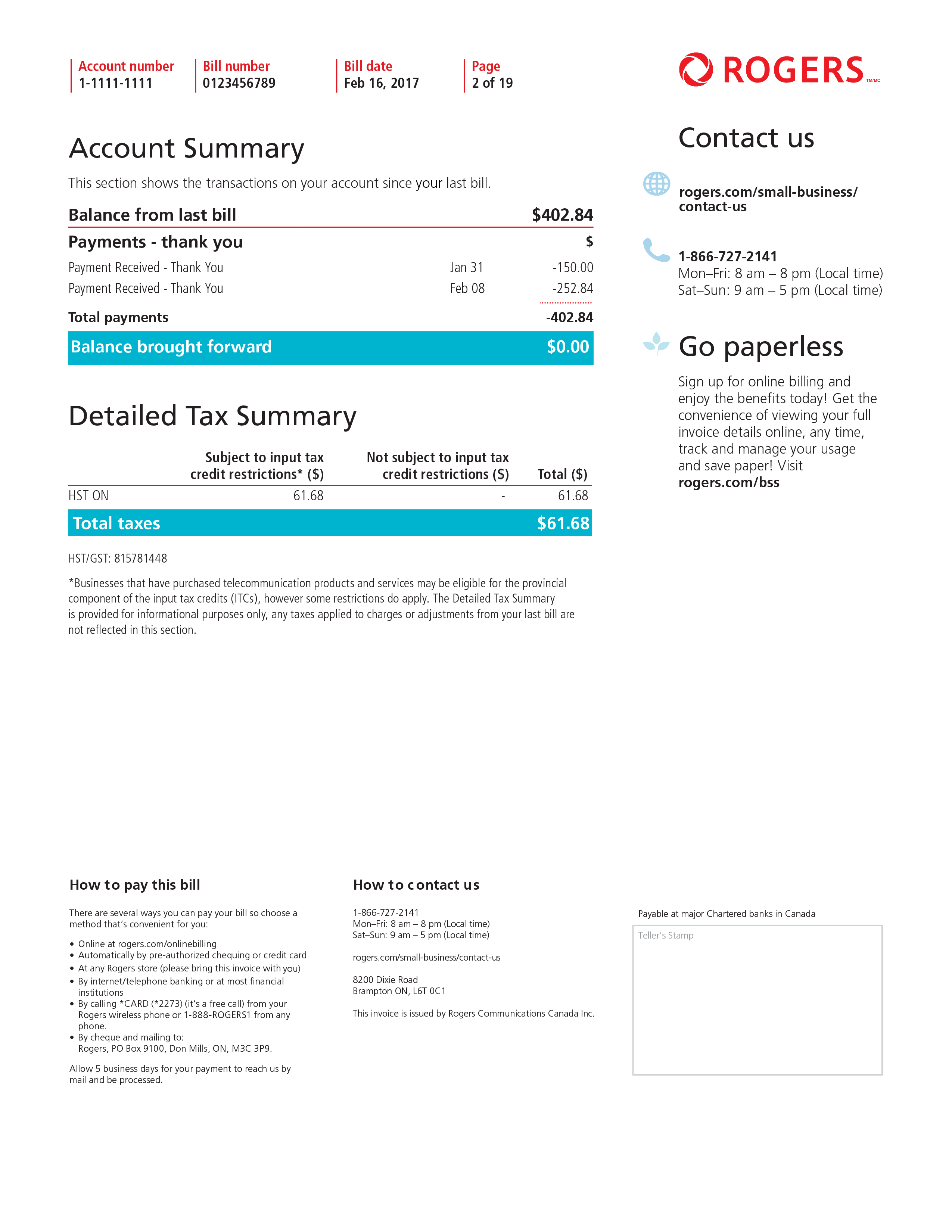 Paper Bill Enhancements | Rogers Small Business