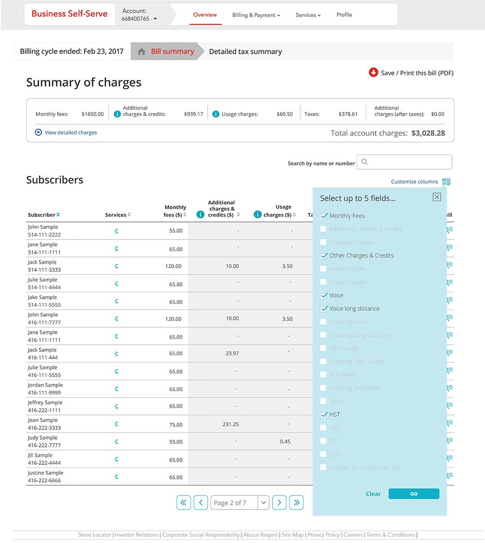 Online Bill Enhancements | Rogers Small Business