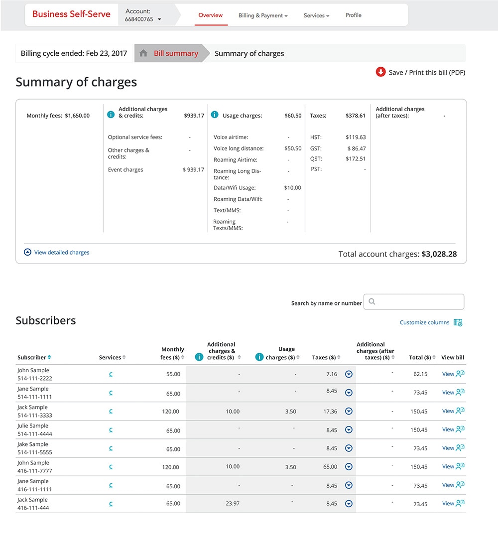 Online Bill Enhancements | Rogers Small Business